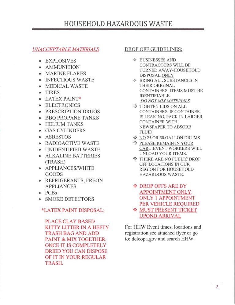 Upcoming Hazardous Waste Events | Nether Providence Township